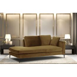 Recamiere Home Affaire "Cozy Chaiselongue, Ma&szlig;e B/T/H: 195/97/80 cm", gelb (senf), B:195cm H:80cm T:97cm, Samtoptik (100% Polyester);Struktur (100% Polyester), Sofas, Recamiere, mit losen Kissen und Metallbeinen, Armlehne links oder rechts w&auml;hlbar