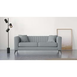 3-Sitzer Home Affaire "MATTHEW elegantes Designsofa, Ma&szlig;e B/T/H: 201/86/74 cm", grau (hellgrau), B:201cm H:74cm T:86cm, 100% Polyester, Sofas, feine Steppung im R&uuml;ckenbereich, lose Sitzkissen, incl. Zierkissen