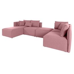 Wohnlandschaft OTTO HOME "N&ouml;re U-Form", rosa (ros&eacute;), B:340cm H:74cm T:172cm, Struktur fein (100% Polyester);Struktur (100% Polypropylene);Webstoff (100% Polyester);Samtoptik (100% Polyester);Luxus-Microfaser Lederoptik (100% Polyester);Baumwoll-/Leinenmix (60% Baumwolle/40% Leinen), Sofas, Wohnlandschaft, 5 Teile, in vielen Bezugsqualit&auml;ten und Farben s. auch "N&ouml;re"