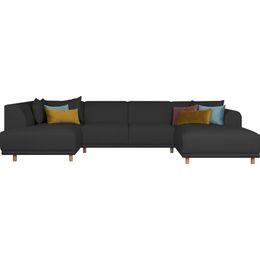 Wohnlandschaft OTTO HOME "Maroon U-Form", schwarz, B:358cm H:82cm T:192cm, Struktur grob ( 100% POLYPROPYLEN;Struktur fein ( 100% Polyester);Struktur (100% Polyester), Sofas, Wohnlandschaft, in skandinavischem Design, mit losen Kissen