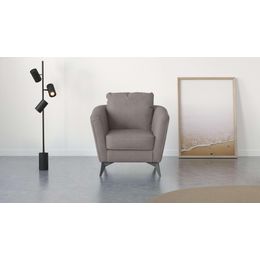 Cocktailsessel Home Affaire "MATTHEW Sessel, Maße B/T/H: 83/85/88 cm", grau (taupe), B:83cm H:88cm T:85cm, 100% Polyester, Sessel, modern, mit Rückenkissen