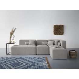 Ecksofa Home Affaire "Sundstrup L-Form", grau (hellgrau), B:303cm H:76,5cm T:93cm, 100% Polyester, Sofas, Ecksofa, Modulserie, individuelle Zusammenstellung