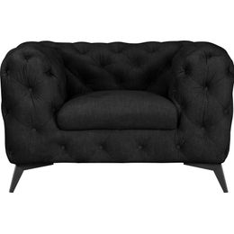 Chesterfield-Sessel Home Affaire "Glynis Sessel", grau (charcoal), B:125cm H:75cm T:97cm, Struktur (100% Polyester);Samtoptik (100% Polyester), Sessel, aufw&auml;ndige Knopfheftung, moderne Chesterfield Optik, Fu&szlig;farbe w&auml;hlbar