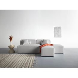 Ecksofa Home Affaire "Sundstrup L-Form", grau (hellgrau), B:220cm H:76,5cm T:153cm, 93% Polyester, 6% Acryl, 1% Baumwolle, Sofas, Ecksofa, Modulserie, individuelle Zusammenstellung