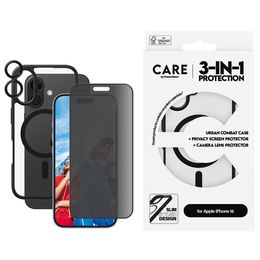 CARE BY PANZERGLASS Displayschutzglas "3-in-1 Protection, Privacy Glass, Case, Lens Cover", schwarz (transparent, schwarz), B:11cm H:2,5cm T:19,5mm, Displayfolien, Displayschutzfolie, Schutzfolie, Bildschirmschutz, kratz- & stoßfest