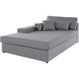 Ottomane OTTO HOME "Enid", grau (hellgrau), B:130cm H:75cm T:190cm, Baumwollmix (60% Baumwolle/40% Leinen);Struktur fein (100% Polyester);Samtoptik (100% Polyester);Samtvelours (100% Polyester);Struktur (100% Polyester);Struktur recycelt (100% recyceltes Polyester), Sofas, Ottomane, einzeln stellbar oder als Teil eines Modulsofas, fester Sitzkomfort