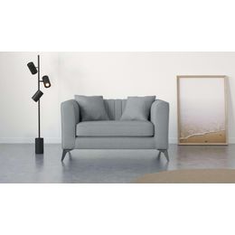 Loveseat Home Affaire "MATTHEW Loungesessel, Ma&szlig;e B/T/H: 130/86/74 cm", grau (hellgrau), B:130cm H:74cm T:86cm, 100% Polyester, Sessel, incl. Zierkissen, feine Steppung im R&uuml;cken, belastbar bis 200kg