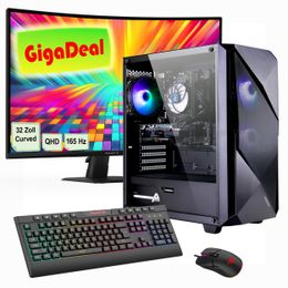 GAMEMAX PC-Komplettsystem "GigaDeal Striker 2562 AMD Ryzen 7 9700X RTX 5060Ti 32GB DDR5 1TB SSD", Energieeffizienz: F (A-G), schwarz, Microsoft Windows 11 Home (64 Bit), 32 GB RAM 1.000 GB SSD, Computer_Komplettsysteme, Windows 11, DDR5 RAM + Gigabyte GS32QC LED-Monitor Curved, 80 cm (32")