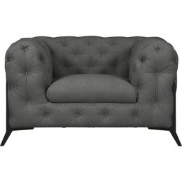 Chesterfield-Sessel Home Affaire "Amaury Sessel", grau, B:125cm H:75cm T:97cm, Struktur (100% Polyester9;Samtoptik (100% Polyester), Sessel, aufw&auml;ndige Knopfheftung, moderne Chesterfield Optik, Fu&szlig;farbe w&auml;hlbar