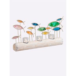 Kerzenhalter HEINE HOME, bunt (natur, bunt), B:54cm H:27,5cm T:7cm, Kerzenhalter, Kerzenhalter
