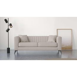 3-Sitzer Home Affaire "MATTHEW elegantes Designsofa, Ma&szlig;e B/T/H: 201/86/74 cm", beige (creme), B:201cm H:74cm T:86cm, 100% Polyester, Sofas, feine Steppung im R&uuml;ckenbereich, lose Sitzkissen, incl. Zierkissen