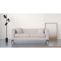 3-Sitzer Home Affaire "MATTHEW elegantes Designsofa, Ma&szlig;e B/T/H: 201/86/74 cm", beige (hellbeige), B:201cm H:74cm T:86cm, 100% Polyester, Sofas, feine Steppung im R&uuml;ckenbereich, lose Sitzkissen, incl. Zierkissen