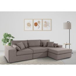 Ecksofa OTTO HOME "Florid L-Form", beige (natur), B:280cm H:75cm T:162cm, Baumwollmix (60% Baumwolle/40% Leinen);Struktur fein (100% Polyester);Samtoptik (100% Polyester);Samtvelours (100% Polyester);Struktur (100% Polyester);Struktur recycelt (100% recyceltes Polyester), Sofas, Ecksofa, 3 Teile, bestehend aus Modulen, viele Bezugsqualit&auml;ten, auch in Cord