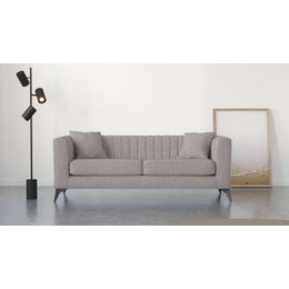 3-Sitzer Home Affaire "MATTHEW elegantes Designsofa, Ma&szlig;e B/T/H: 201/86/74 cm", grau (taupe), B:201cm H:74cm T:86cm, 100% Polyester, Sofas, feine Steppung im R&uuml;ckenbereich, lose Sitzkissen, incl. Zierkissen