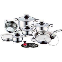 Topf-Set CS KOCH-SYSTEME "Aurich", silber (silberfarben), Töpfe, 16-teilig, Induktion