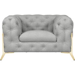 Chesterfield-Sessel Home Affaire "Amaury Sessel", silber, B:125cm H:75cm T:97cm, Struktur (100% Polyester9;Samtoptik (100% Polyester), Sessel, aufw&auml;ndige Knopfheftung, moderne Chesterfield Optik, Fu&szlig;farbe w&auml;hlbar