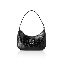 Schultertasche Philipp Plein "Cocco Crocco Print", Kinder, 02, schwarz, Taschen