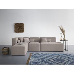 Ecksofa Home Affaire "Sundstrup L-Form", grau (taupe), B:303cm H:76,5cm T:93cm, 100% Polyester, Sofas, Ecksofa, Modulserie, individuelle Zusammenstellung
