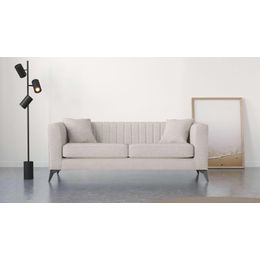 3-Sitzer Home Affaire "MATTHEW elegantes Designsofa, Ma&szlig;e B/T/H: 201/86/74 cm", beige (creme), B:201cm H:74cm T:86cm, 100% Polyester, Sofas, feine Steppung im R&uuml;ckenbereich, lose Sitzkissen, incl. Zierkissen