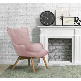 Sessel Home Affaire "Nicko", rosa, B:71cm H:96cm T:86cm, 100% Polyester, Sessel, Design-Sessel Sessel mit Hocker Lounge-Sessel Einzelsessel, wahlweise mit und ohne Hocker