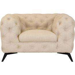 Chesterfield-Sessel Home Affaire "Glynis Sessel", beige (creme), B:125cm H:75cm T:97cm, Struktur (100% Polyester);Samtoptik (100% Polyester), Sessel, aufw&auml;ndige Knopfheftung, moderne Chesterfield Optik, Fu&szlig;farbe w&auml;hlbar