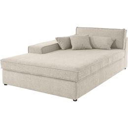 Ottomane OTTO HOME "Enid", beige, B:130cm H:75cm, Baumwollmix (60% Baumwolle/40% Leinen);Struktur fein (100% Polyester);Samtoptik (100% Polyester);Samtvelours (100% Polyester);Struktur (100% Polyester);Struktur recycelt (100% recyceltes Polyester), Sofas, Ottomane, einzeln stellbar oder als Teil eines Modulsofas, fester Sitzkomfort