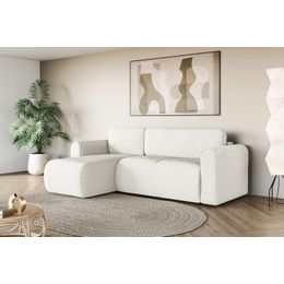 Ecksofa OTTO HOME "Zacharia wahlweise Schlafsofa mit Bettkasten, B/T/H 250/166/86 cm", beige (creme), B:250cm H:86cm T:166cm, 100% Polyester, Sofas, Ecksofa, L-Form mit Wellenunterfederung, Recamiere beidseitig montierbar