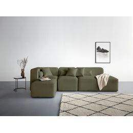 Ecksofa Home Affaire "Sundstrup L-Form", gr&uuml;n, B:303cm H:76,5cm T:93cm, 93% Polyester, 6% Acryl, 1% Baumwolle, Sofas, Ecksofa, Modulserie, individuelle Zusammenstellung