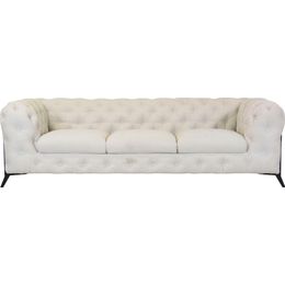 Chesterfield-Sofa Home Affaire "Amaury", beige, B:243cm H:75cm T:99cm, Struktur (100% Polyester9;Samtoptik (100% Polyester), Sofas, aufwändige Knopfheftung, moderne Chesterfield Optik, Fußfarbe wählbar