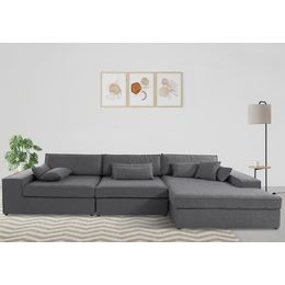 Ecksofa OTTO HOME "Enid L-Form", schwarz, B:360cm H:75cm, Baumwollmix (60% Baumwolle/40% Leinen);Struktur fein (100% Polyester);Samtoptik (100% Polyester);Samtvelours (100% Polyester);Struktur (100% Polyester);Struktur recycelt (100% recyceltes Polyester), Sofas, Ecksofa, 3 Teile, bestehend aus Modulen, in vielen Bez&uuml;gen, auch in Breitcord