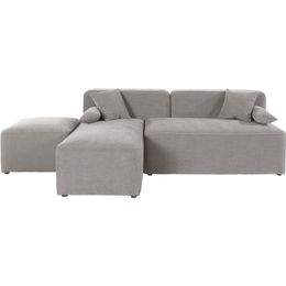 Ecksofa Home Affaire "Sundstrup L-Form", grau (hellgrau), B:220cm H:76,5cm T:153cm, 100% Polyester, Sofas, Ecksofa, Modulserie, individuelle Zusammenstellung