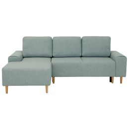 Ecksofa Home Affaire "Samu L-Form", gr&uuml;n (mint), B:235cm H:93cm T:160cm, Microfaser PRIMABELLE (100% Polyester);Samtoptik (100% Polyester);Struktur fein (100% Polyester), Sofas, Ecksofa, wahlweise mit Bettfunktion und Bettkasten