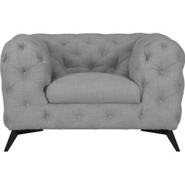 Chesterfield-Sessel Home Affaire "Glynis Sessel", grau, B:125cm H:75cm T:97cm, Struktur (100% Polyester);Samtoptik (100% Polyester), Sessel, aufw&auml;ndige Knopfheftung, moderne Chesterfield Optik, Fu&szlig;farbe w&auml;hlbar