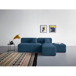 Ecksofa Home Affaire "Sundstrup L-Form", blau, B:220cm H:76,5cm T:153cm, 100% Polyester, Sofas, Ecksofa, Modulserie, individuelle Zusammenstellung