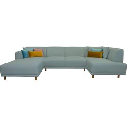Wohnlandschaft OTTO HOME "Maroon U-Form", blau (petrol), B:358cm H:82cm T:192cm, Struktur grob ( 100% POLYPROPYLEN;Struktur fein ( 100% Polyester);Struktur (100% Polyester), Sofas, Wohnlandschaft, in skandinavischem Design, mit losen Kissen