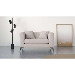 Loveseat Home Affaire "MATTHEW Loungesessel, Ma&szlig;e B/T/H: 130/86/74 cm", beige (creme), B:130cm H:74cm T:86cm, 100% Polyester, Sessel, incl. Zierkissen, feine Steppung im R&uuml;cken, belastbar bis 200kg