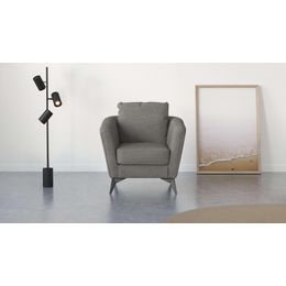 Cocktailsessel Home Affaire "MATTHEW Sessel, Maße B/T/H: 83/85/88 cm", grau (taupe), B:83cm H:88cm T:85cm, 100% Polyester, Sessel, modern, mit Rückenkissen