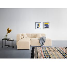 Ecksofa Home Affaire "Sundstrup L-Form", beige, B:233cm H:76,5cm T:93cm, 100% Polyester, Sofas, Ecksofa, Modulserie, individuelle Zusammenstellung