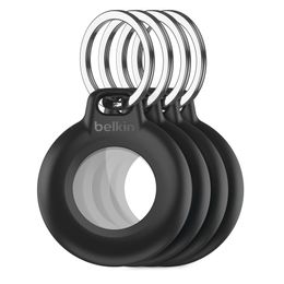 Belkin Schlüsselanhänger Set "Secure Holder 4er-Pack wasserfest für Apple AirTag", schwarz, Schlüsselanhänger