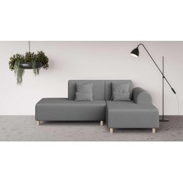 Ecksofa OTTO HOME "Suyala", grau (dunkelgrau), B:258cm H:85cm T:168cm, 100% Polyester, Sofas, Ecksofa, L-Form mit Hocker