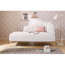 Recamiere OTTO HOME "Lucy, Chaiselonge mit Massivholzf&uuml;&szlig;en und Steppung", beige (creme), B:162cm H:85cm T:82cm, Struktur fein( 100% Polyester), Sofas, Recamiere, Armlehne links und rechts bestellbar
