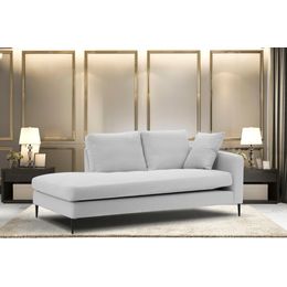 Recamiere Home Affaire "Cozy Chaiselongue, Maße B/T/H: 195/97/80 cm", silber, B:195cm H:80cm T:97cm, Samtoptik (100% Polyester);Struktur (100% Polyester), Sofas, Chaiselongue, mit losen Kissen und Metallbeinen, Armlehne links oder rechts wählbar