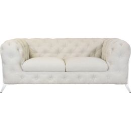Chesterfield-Sofa Home Affaire "Amaury", beige, B:185cm H:75cm T:99cm, Struktur (100% Polyester9;Samtoptik (100% Polyester), Sofas, aufwändige Knopfheftung, moderne Chesterfield Optik, Fußfarbe wählbar