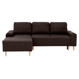 Ecksofa Home Affaire "Samu L-Form", braun (dunkelbraun), B:235cm H:93cm T:160cm, Microfaser PRIMABELLE (100% Polyester);Samtoptik (100% Polyester);Struktur fein (100% Polyester), Sofas, Ecksofa, wahlweise mit Bettfunktion und Bettkasten