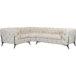 Chesterfield-Sofa Home Affaire "Amaury L-Form", beige, B:264cm H:75cm T:204cm, Struktur (100% Polyester);Samtoptik (100% Polyester), Sofas, moderne Chersterfield-Optik, Breite 262 cm, Fußfarbe wählbar