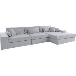 Ecksofa OTTO HOME "Enid L-Form", silber, B:360cm H:75cm, Baumwollmix (60% Baumwolle/40% Leinen);Struktur fein (100% Polyester);Samtoptik (100% Polyester);Samtvelours (100% Polyester);Struktur (100% Polyester);Struktur recycelt (100% recyceltes Polyester), Sofas, Ecksofa, 3 Teile, bestehend aus Modulen, in vielen Bez&uuml;gen, auch in Breitcord