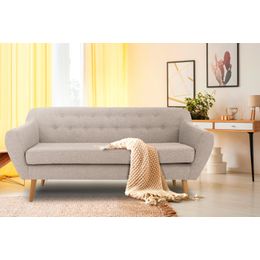 3-Sitzer Home Affaire "Renne", beige, B:178cm H:78cm T:73cm, Webstoff, Sofas, mit Heftung im R&uuml;cken im skandinavischem Stil
