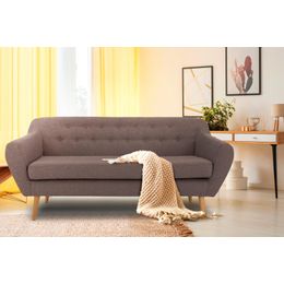 3-Sitzer Home Affaire "Renne", braun, B:178cm H:78cm T:73cm, Webstoff, Sofas, mit Heftung im R&uuml;cken im skandinavischem Stil