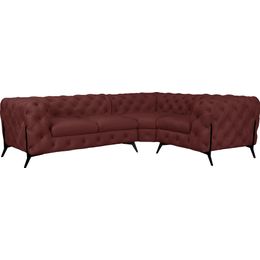 Chesterfield-Sofa Home Affaire "Amaury L-Form", rosa (rose), B:264cm H:75cm T:204cm, Struktur (100% Polyester);Samtoptik (100% Polyester), Sofas, moderne Chersterfield-Optik, Breite 262 cm, Fußfarbe wählbar