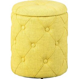 Hocker Inter Link "Yapak", gelb (gelbgrün), B:34cm H:40cm T:34cm, 100% Polyester, Hocker, Pouf mit Stauraum